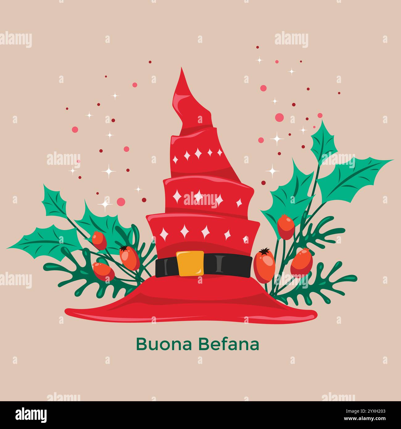 Buona Befana mean happy Epiphany Christmas Tradition in Italy. Vector ...