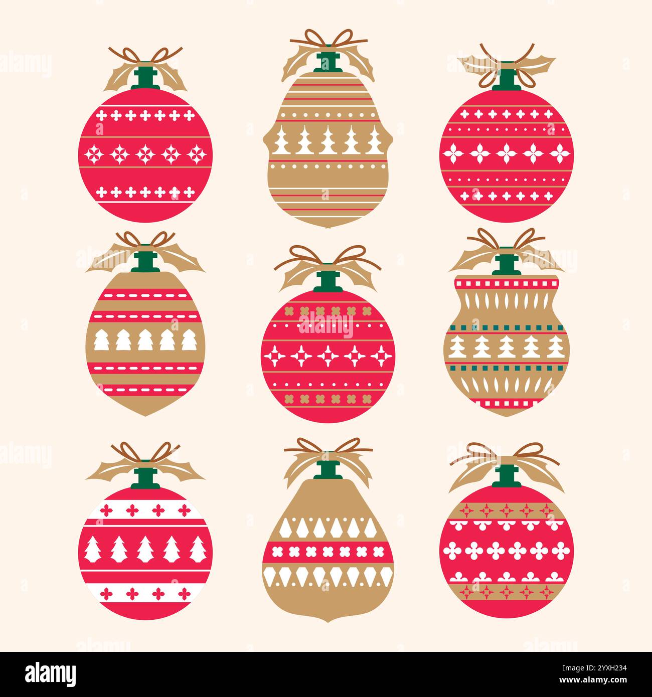 Set of Christmas Balls Decorations Vector Illustration Stock Vector ...