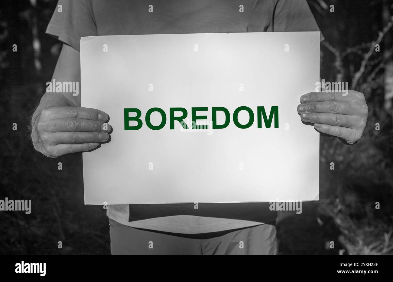 Boredom word, text on paper, boring life, psychology concept Stock ...