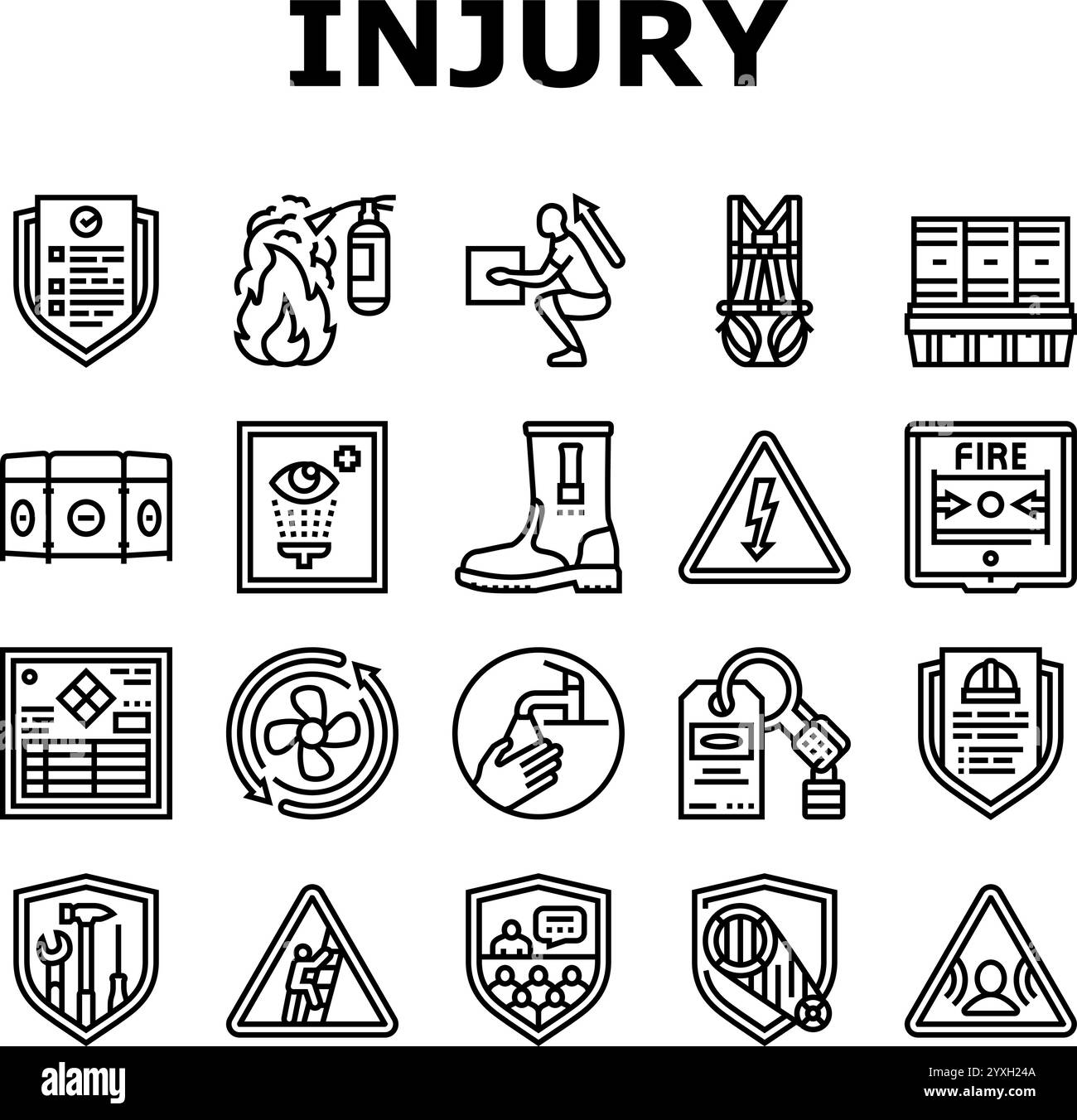 injury prevention safety icons set vector Stock Vector Image & Art - Alamy