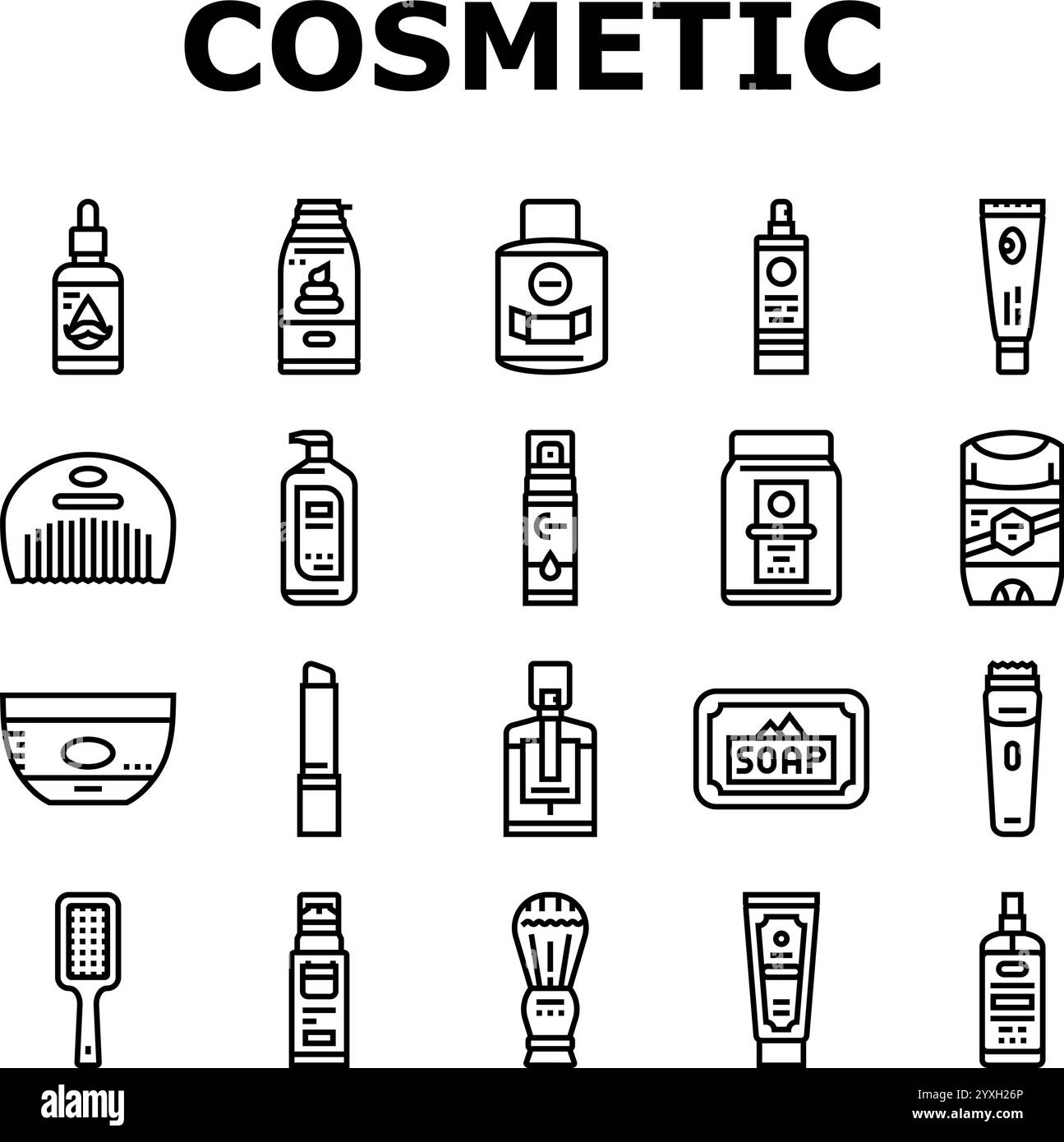 men cosmetic grooming skincare icons set vector Stock Vector Image ...