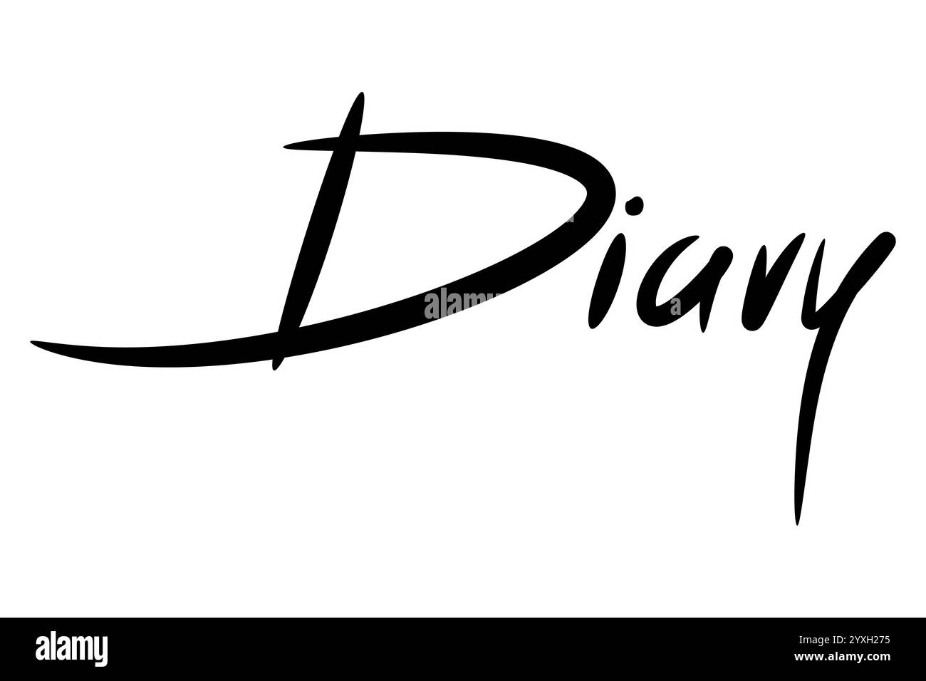 stylish handwritten word diary lettering sign, casual and fun style flowing typography label or ...