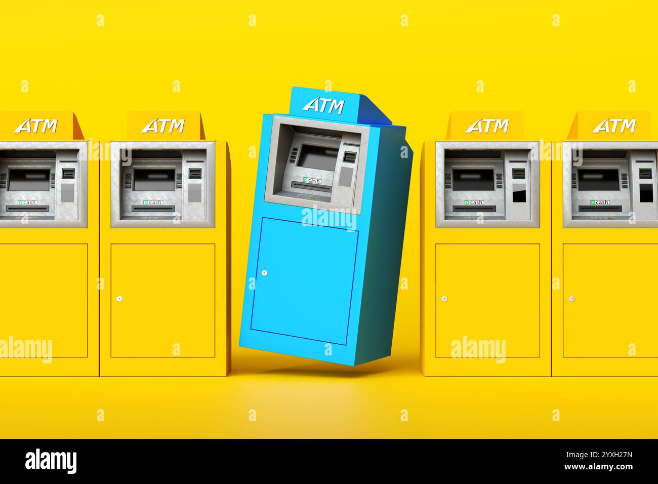 Choosing a bank with the best technological service. Single blue ...