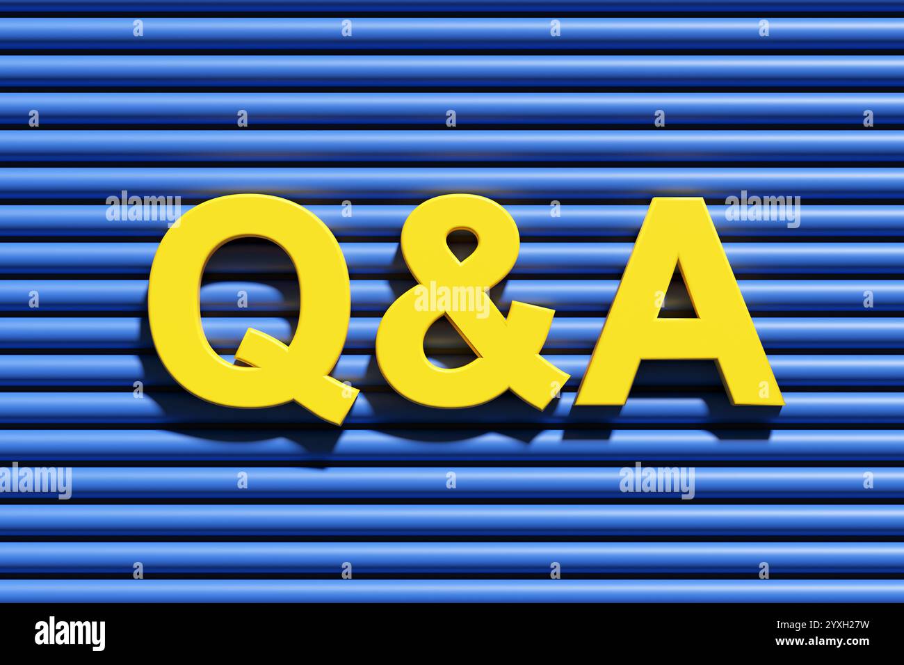 Yellow question and answer symbol on blue corrugated background ...