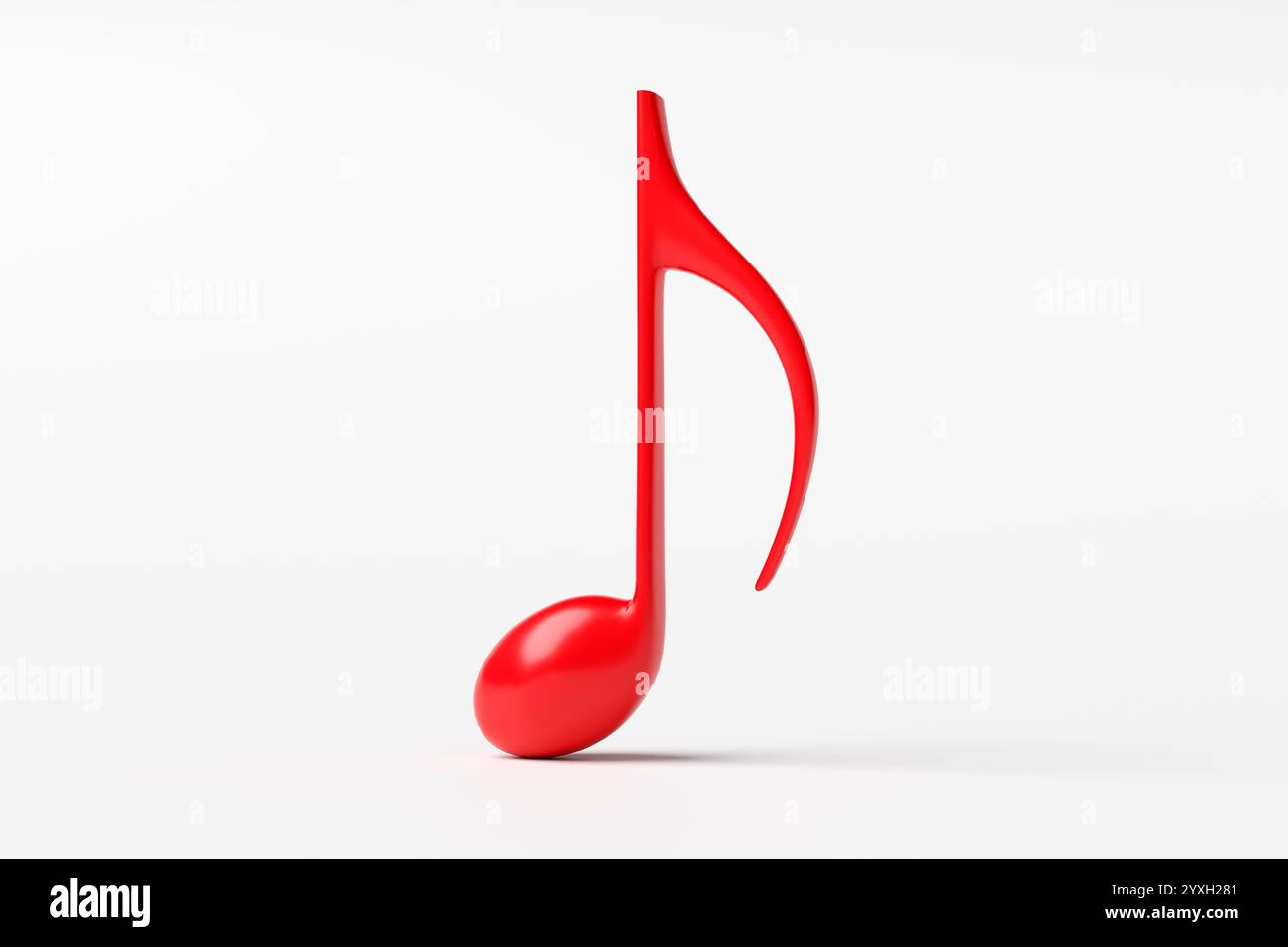 Red eighth note resting on a clean white background, symbolizing music ...