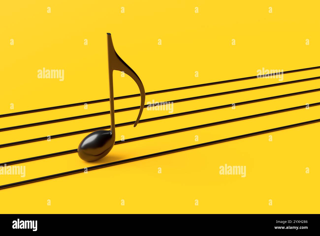 Musical composition and songwriting. Black music note standing on a ...