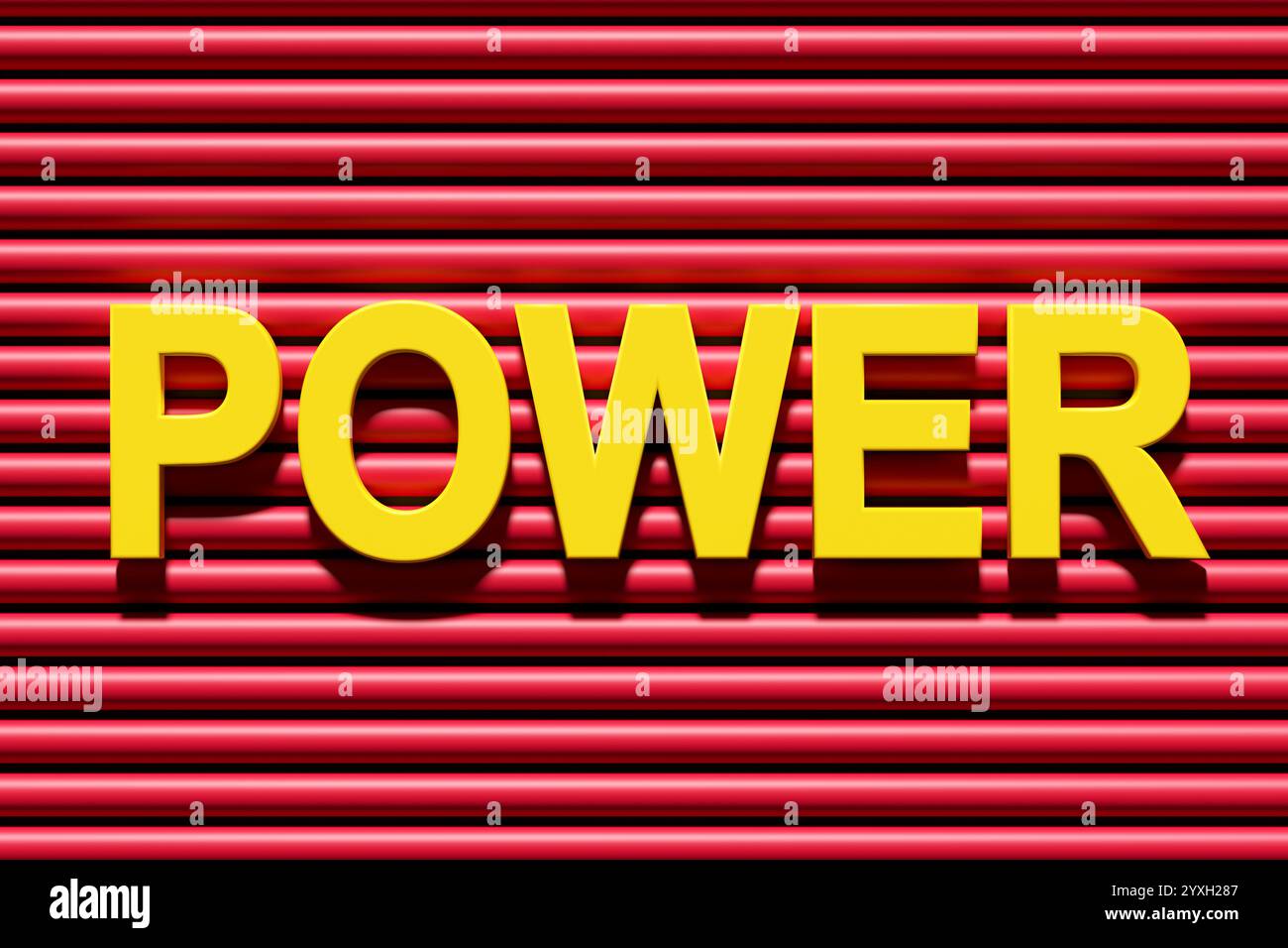 The word power standing on a red striped background, conveying concepts ...