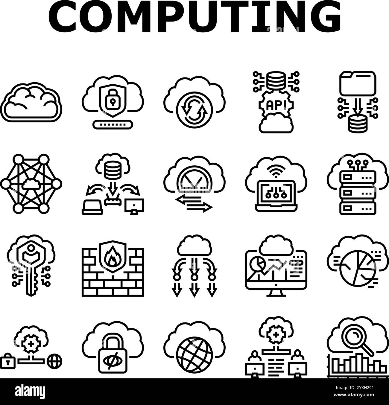 cloud computing virtualization icons set vector Stock Vector Image & Art - Alamy