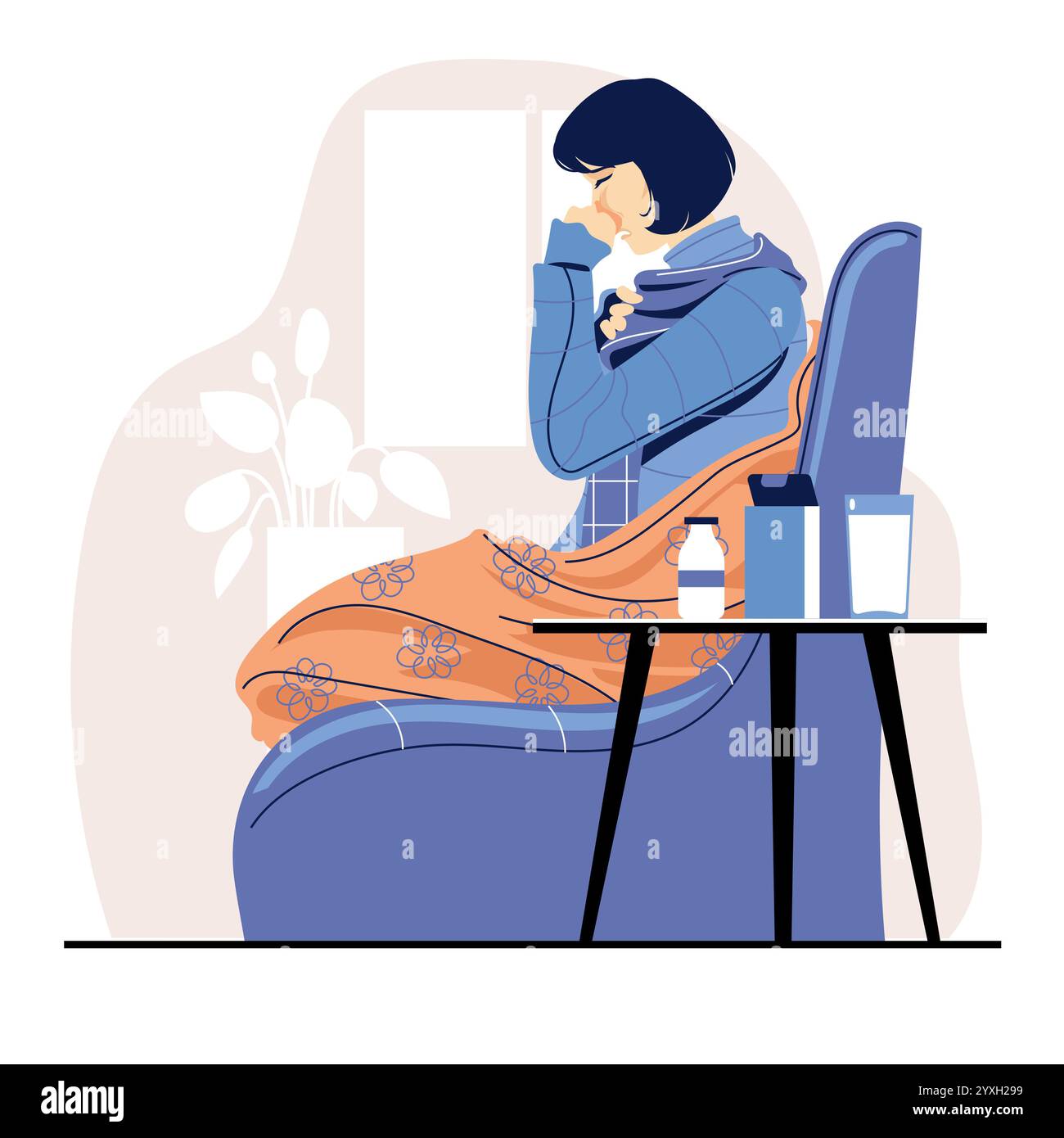 Woman allergy sick young Stock Vector Images - Alamy