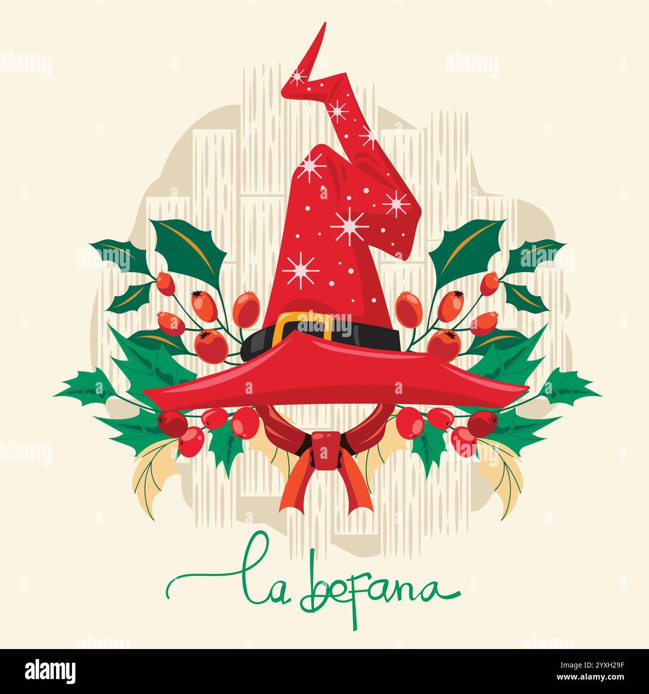 Buona Befana mean happy Epiphany Christmas Tradition in Italy. Vector ...
