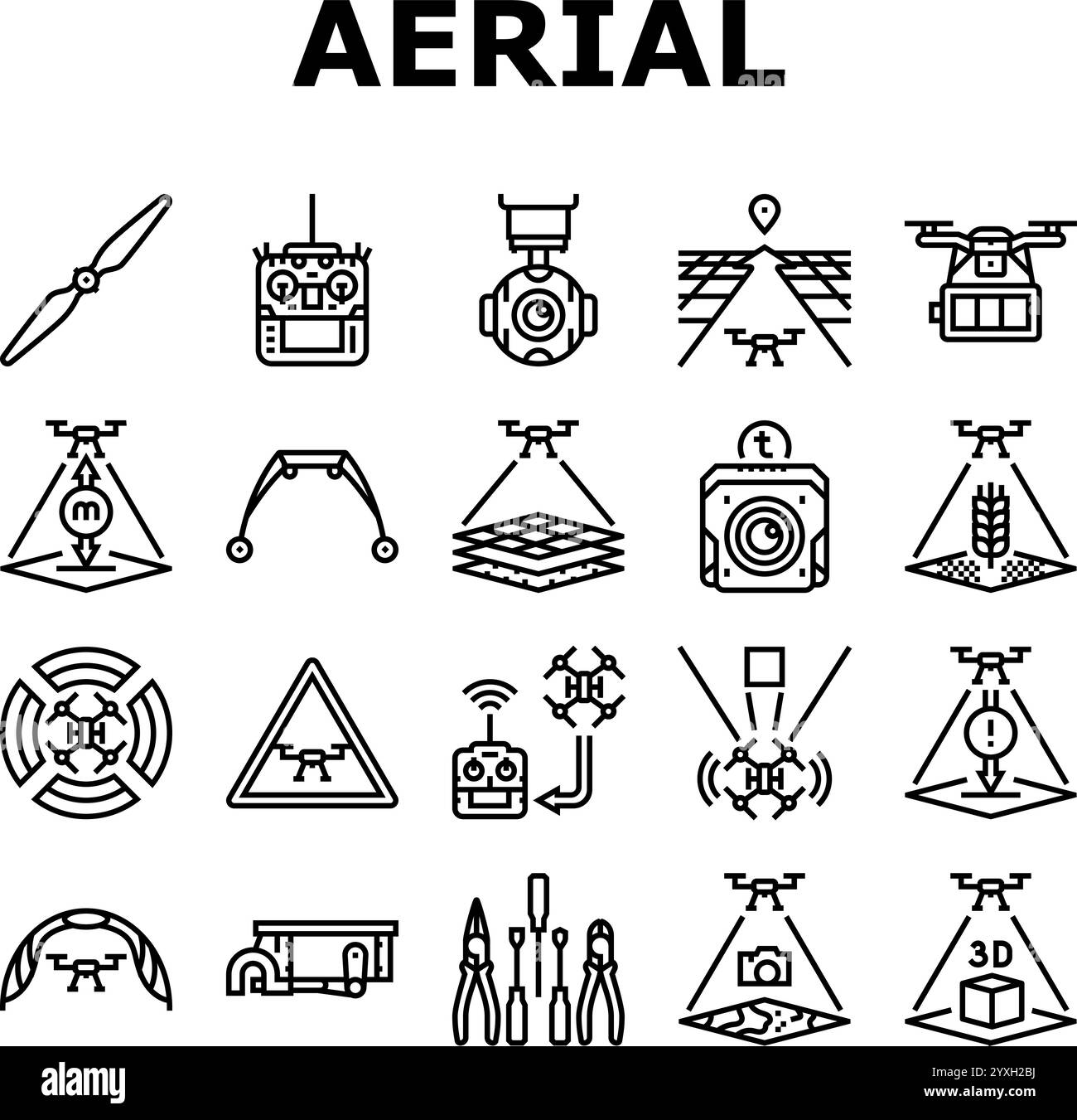 unmanned aerial vehicle drone uav icons set vector Stock Vector Image ...