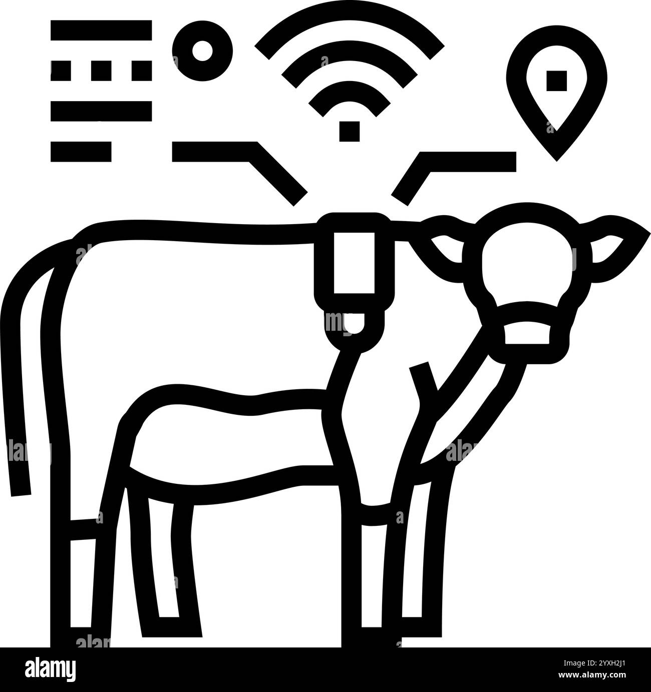 livestock tracker agri tech line icon vector illustration Stock Vector ...