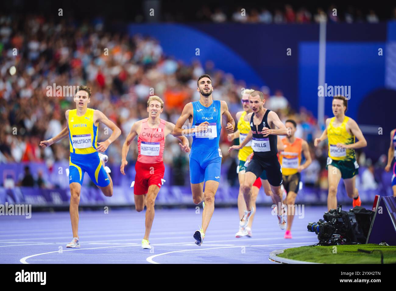 Federico Riva participating in the 1500 metres at the Paris 2024 ...