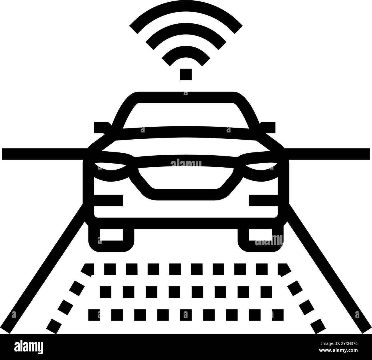 road lane detection autonomous vehicle line icon vector illustration ...