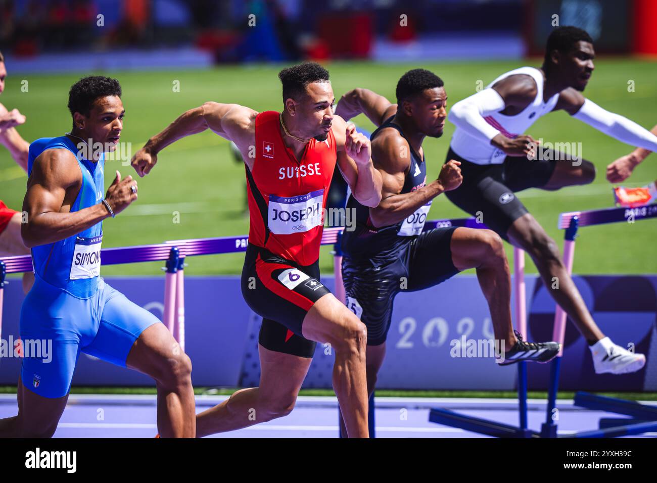 Jason Joseph participating in the 110 meters hurdles at the Paris 2024 ...