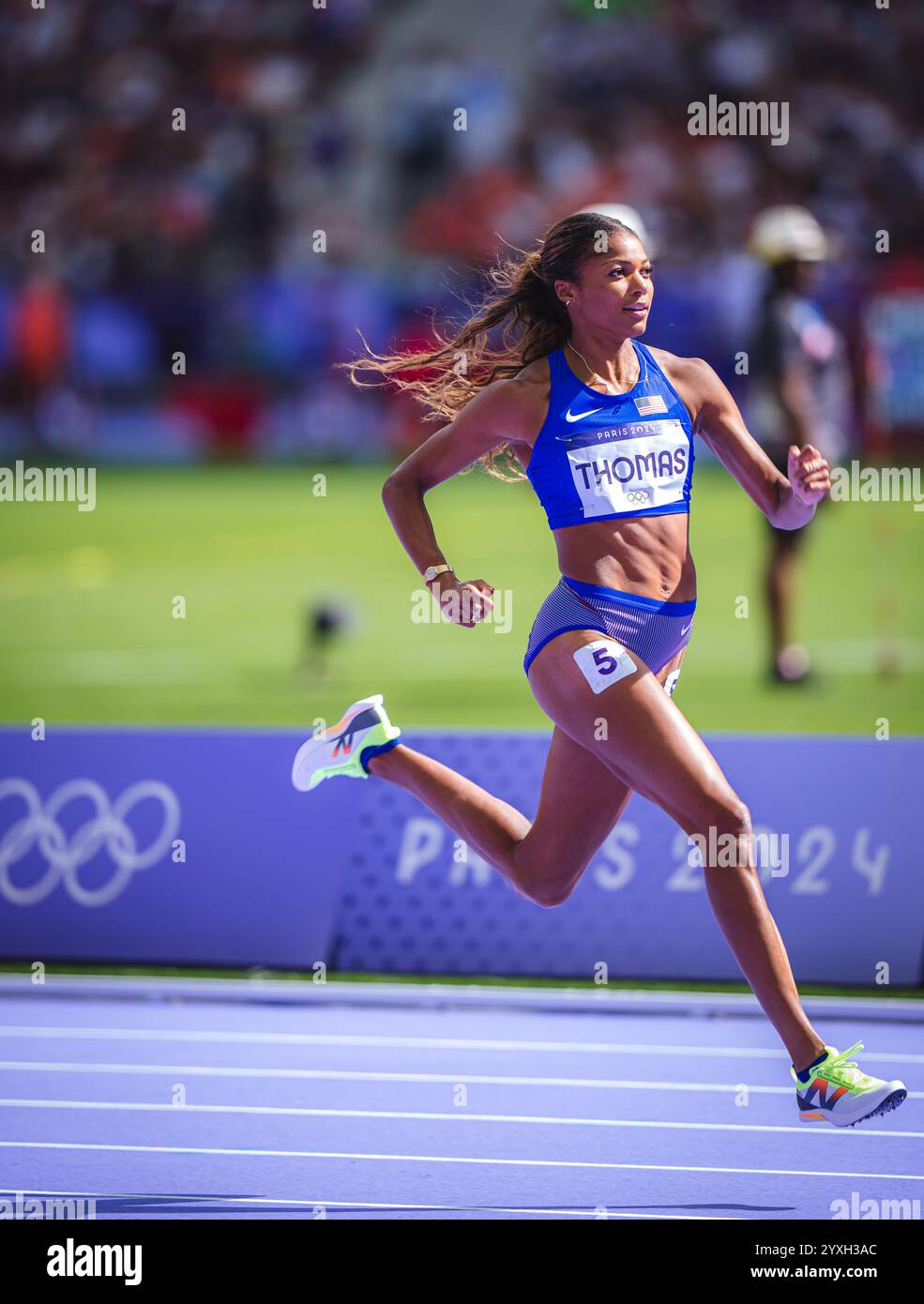 Gabrielle Thomas participating in the 200 meters at the Paris 2024 ...