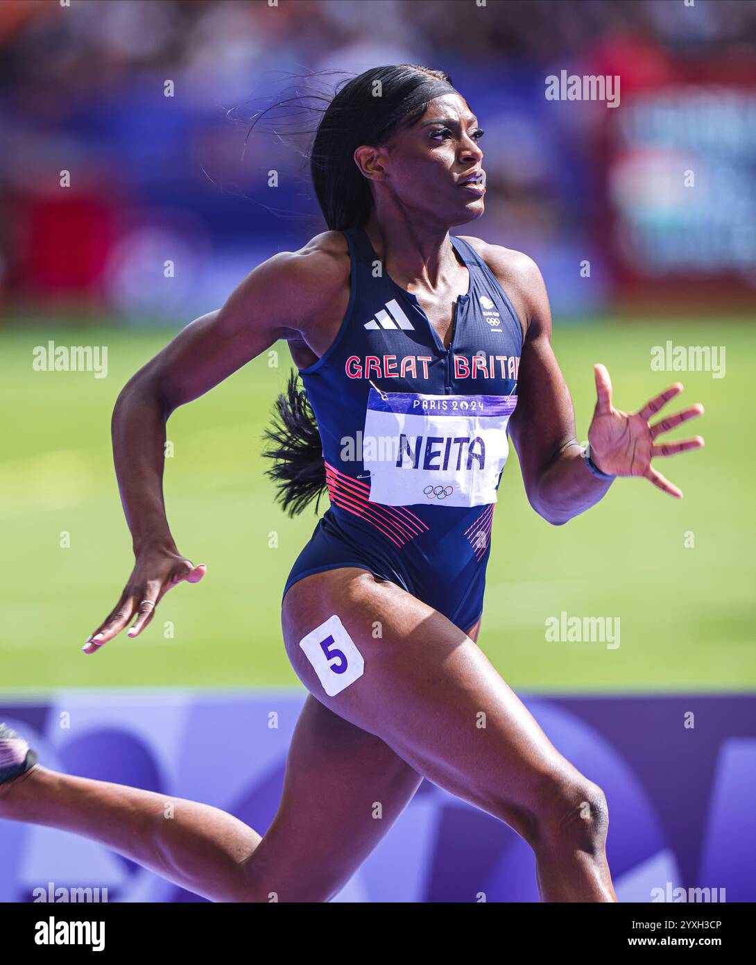 Daryll Neita participating in the 200 meters at the Paris 2024 Olympic ...