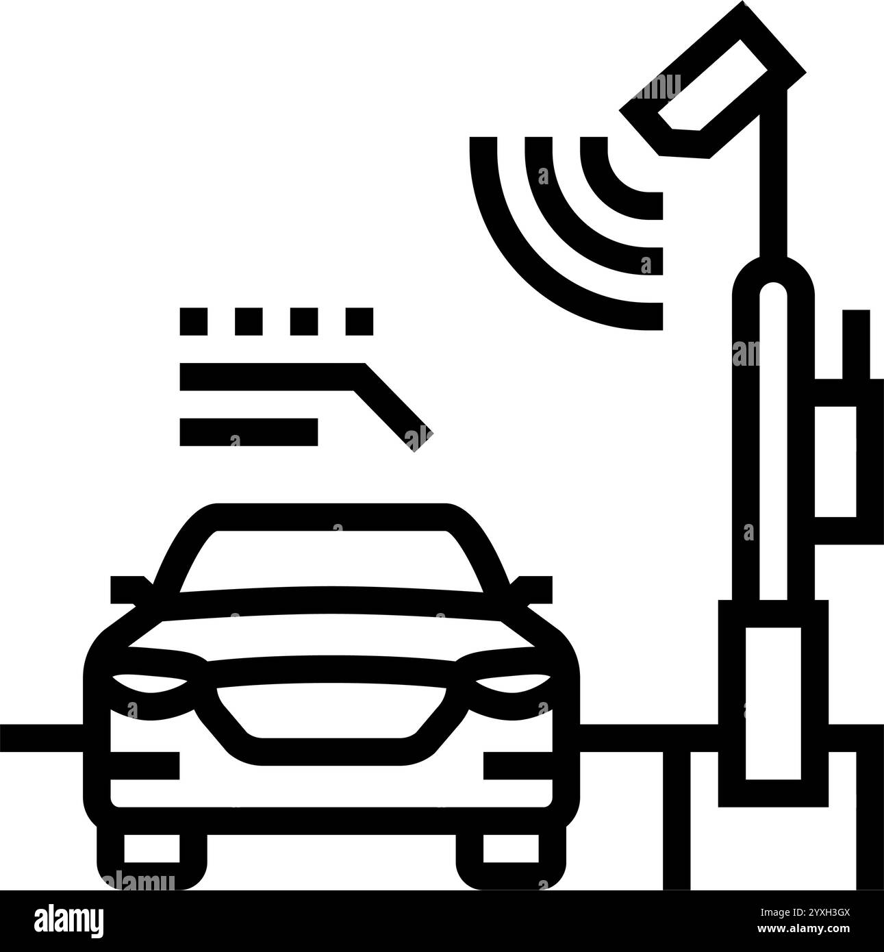 highway with sensors autonomous vehicle line icon vector illustration ...