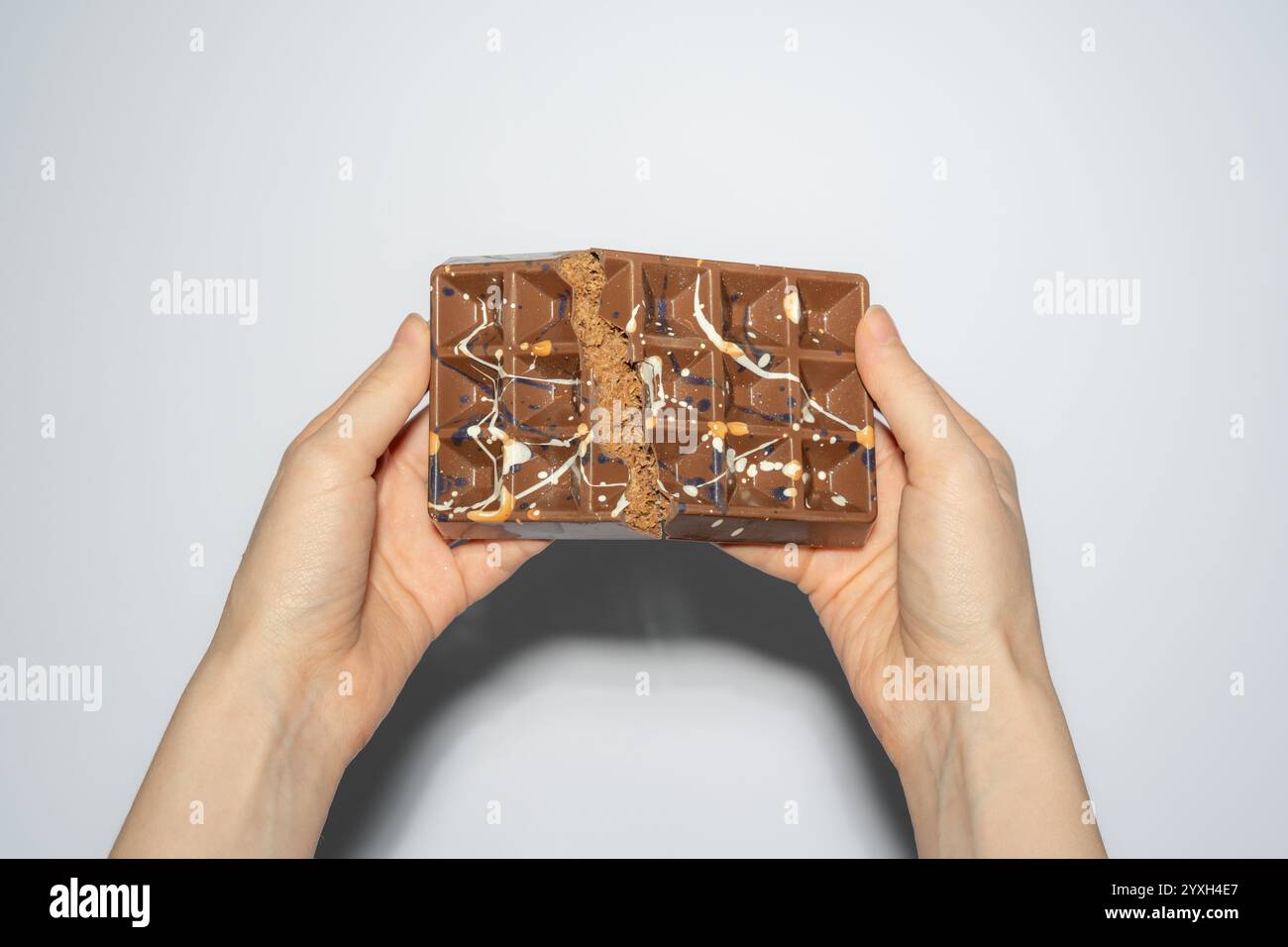 Famous Dubai chocolate with chocolate spread and kataifi broken in ...