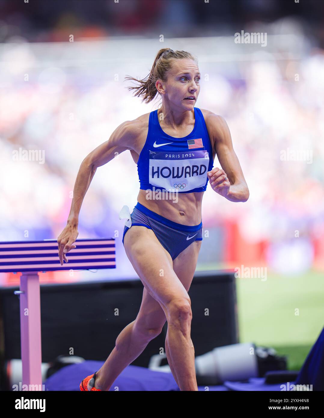 Marisa Howard participating in the 3000 metres steeplechase at the ...