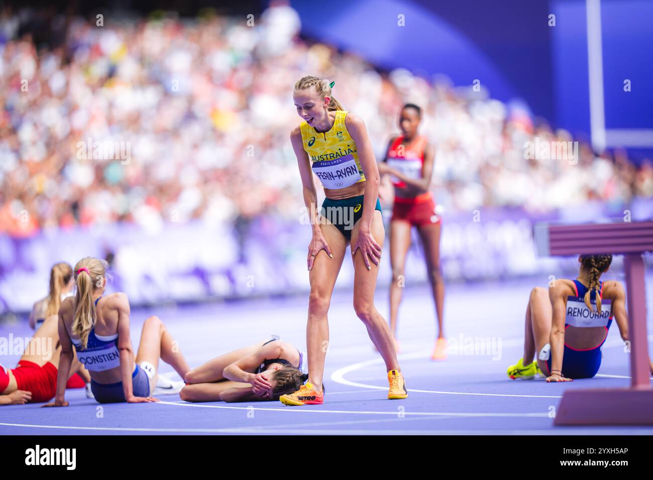 Cara Feain-Ryan participating in the 3000 metres steeplechase at the ...