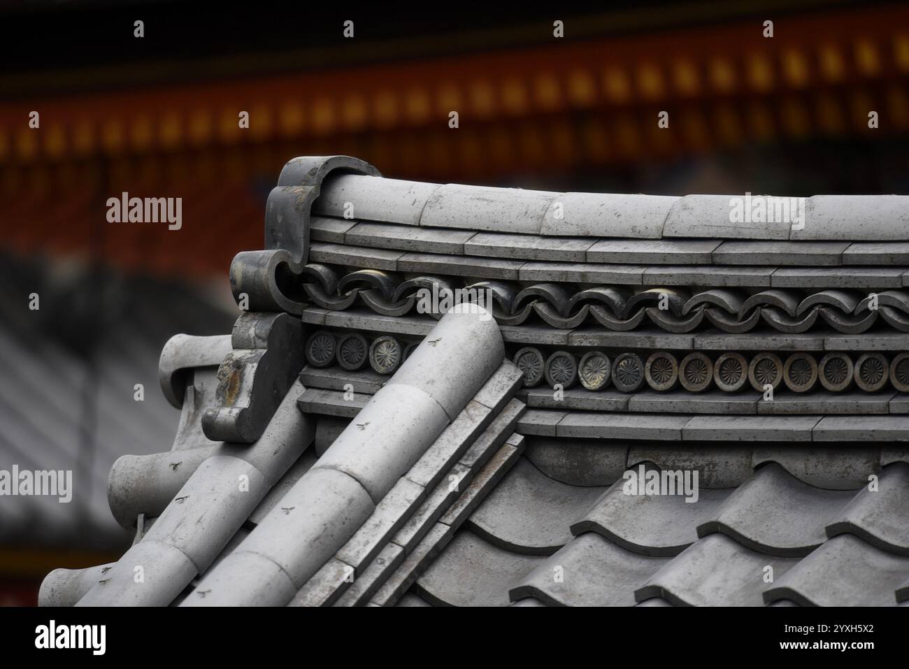 Japanese Irimoya rooftop woodwork of the Amitabha Hall at Kiyomizu-dera ...