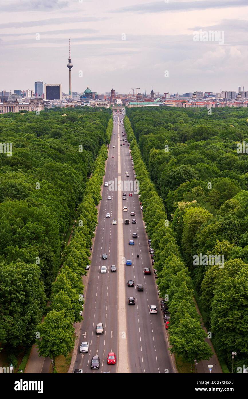 Berlin summer skyline aerial view with Tiergarten from Victory Column ...
