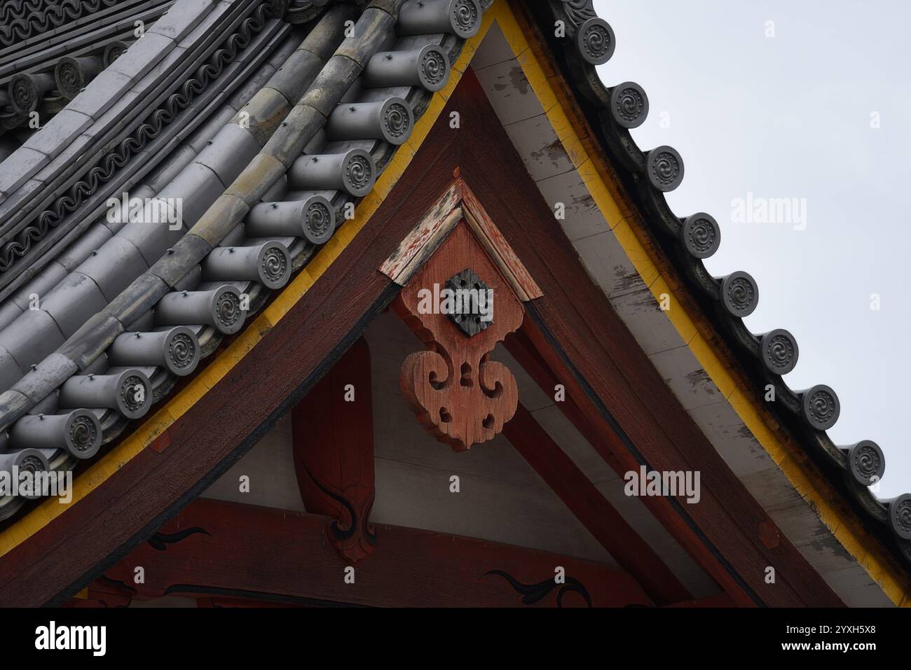Japanese Irimoya rooftop woodwork of the Amitabha Hall at Kiyomizu-dera ...