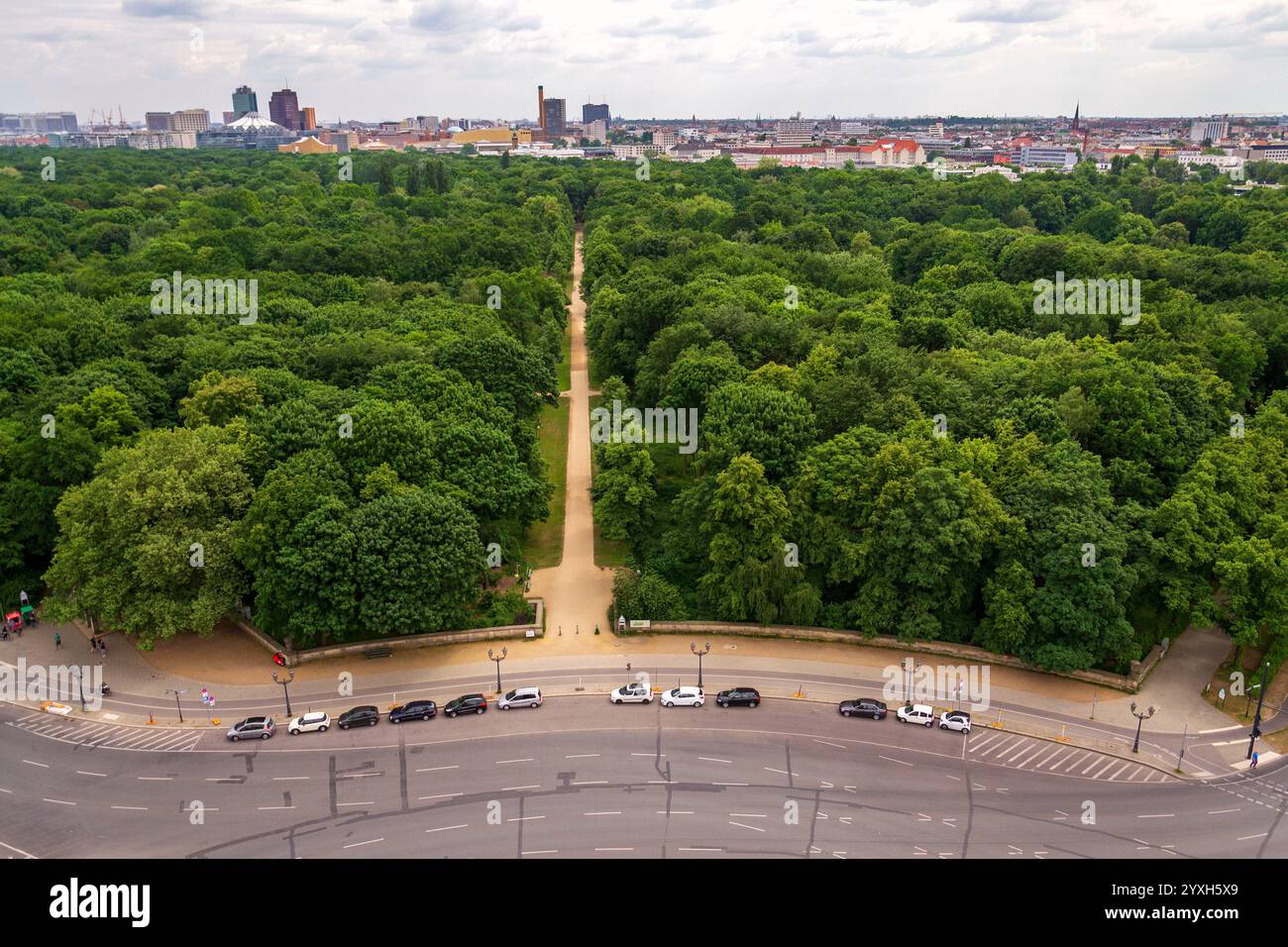 Berlin summer skyline aerial view with Tiergarten from Victory Column ...