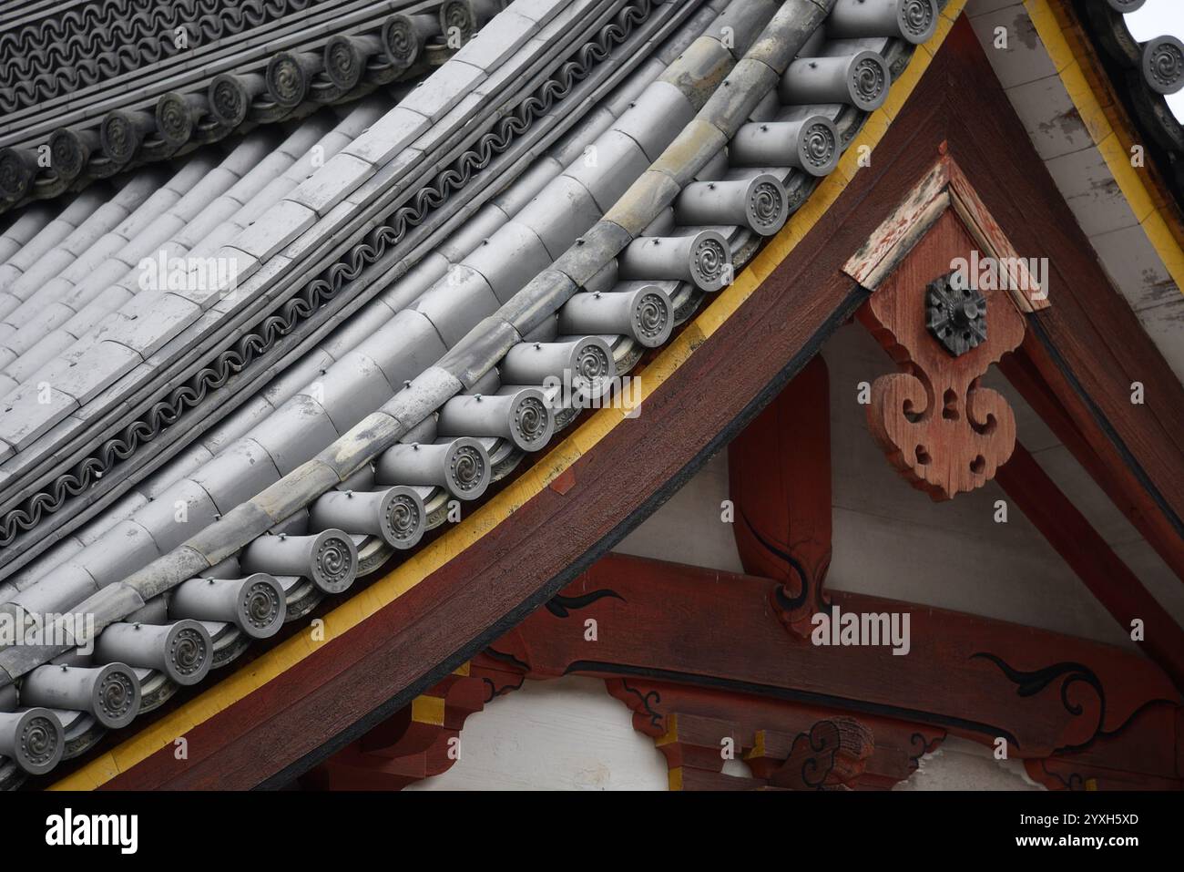 Japanese Irimoya rooftop woodwork of the Amitabha Hall at Kiyomizu-dera ...