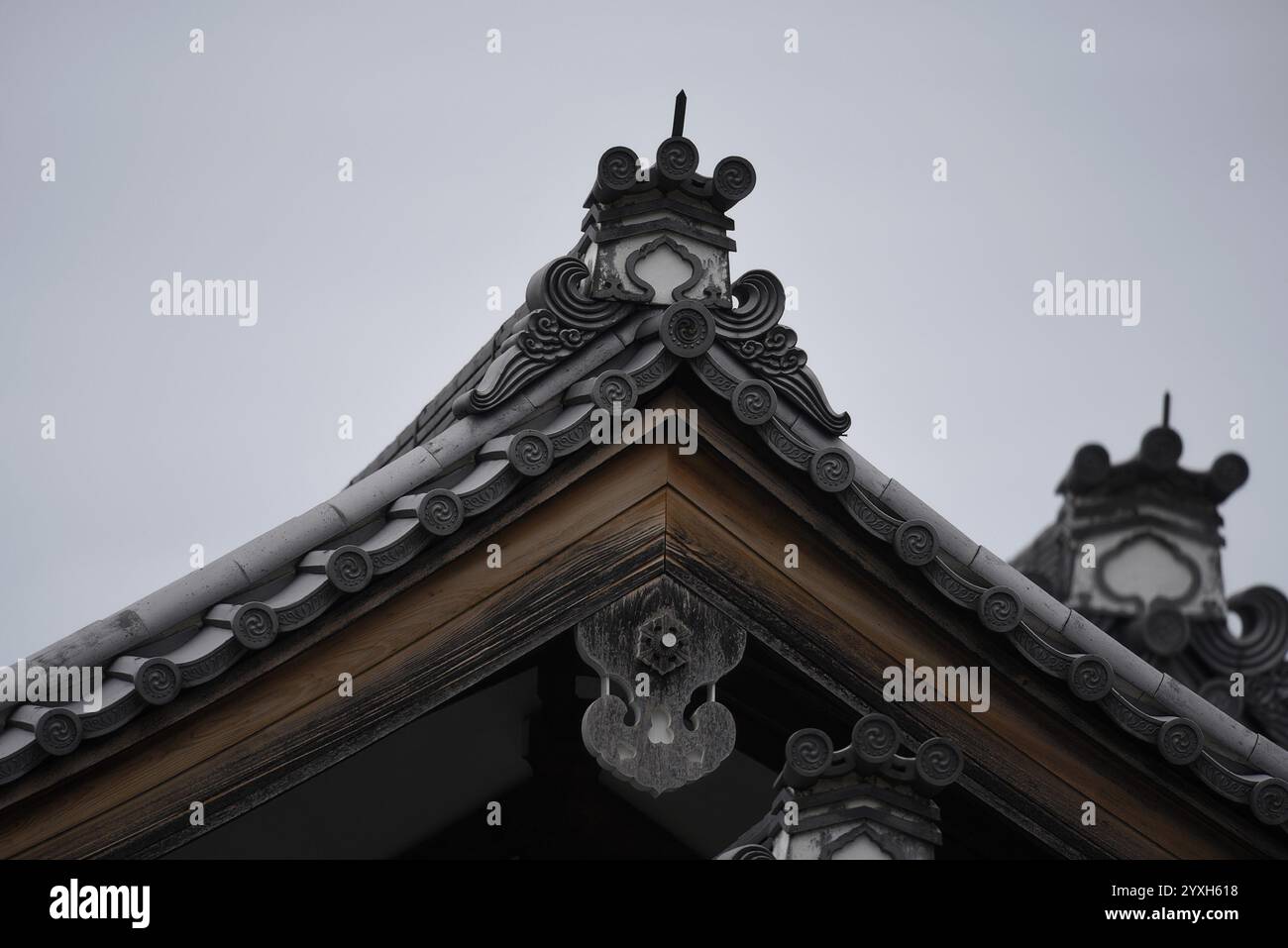 Japanese Irimoya rooftop woodwork of the Amitabha Hall at Kiyomizu-dera ...