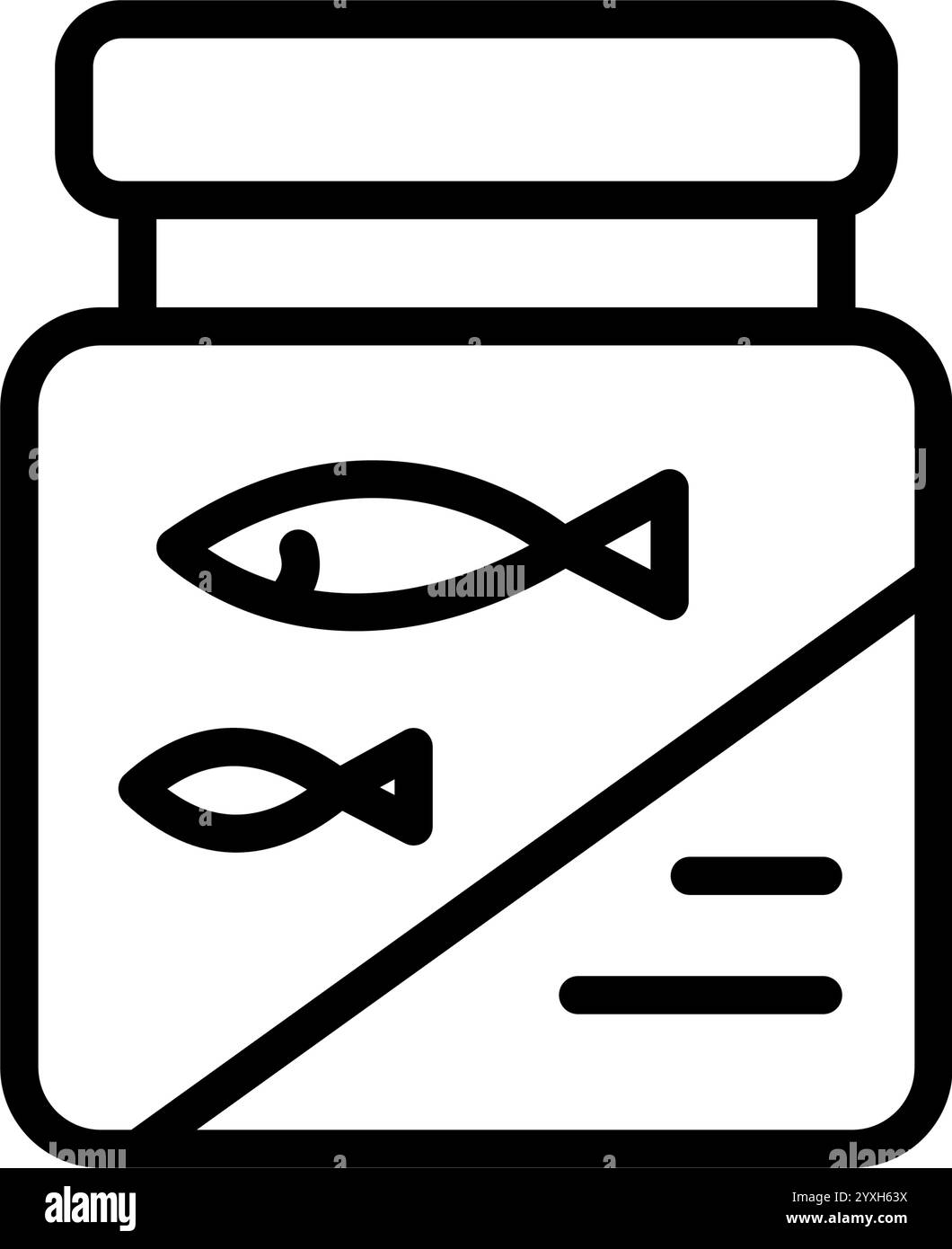 Fish feed line icon, give food to the fishes. Simple symbol on white ...