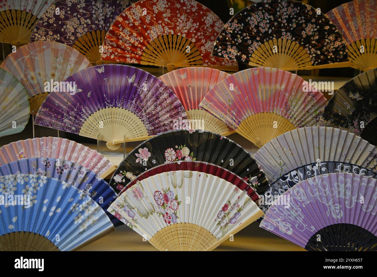 Colorful display of Kyō-sensu the authentic Japanese folding fans in Gion, Kyoto Japan Stock ...