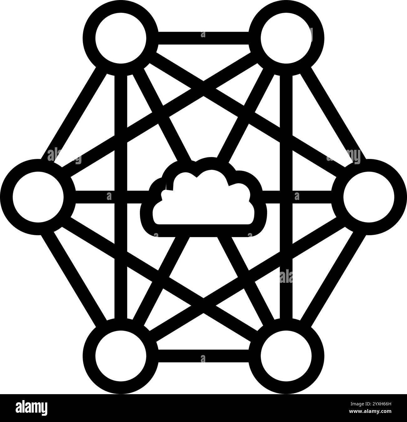 network nodes cloud computing line icon vector illustration Stock ...