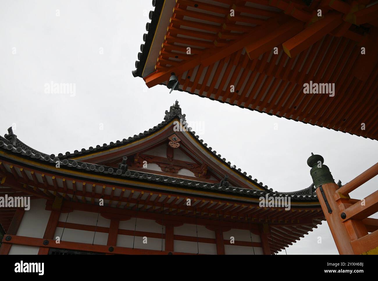Japanese Sashimono ceiling and rooftop woodwork of the Sanjunoto pagoda ...