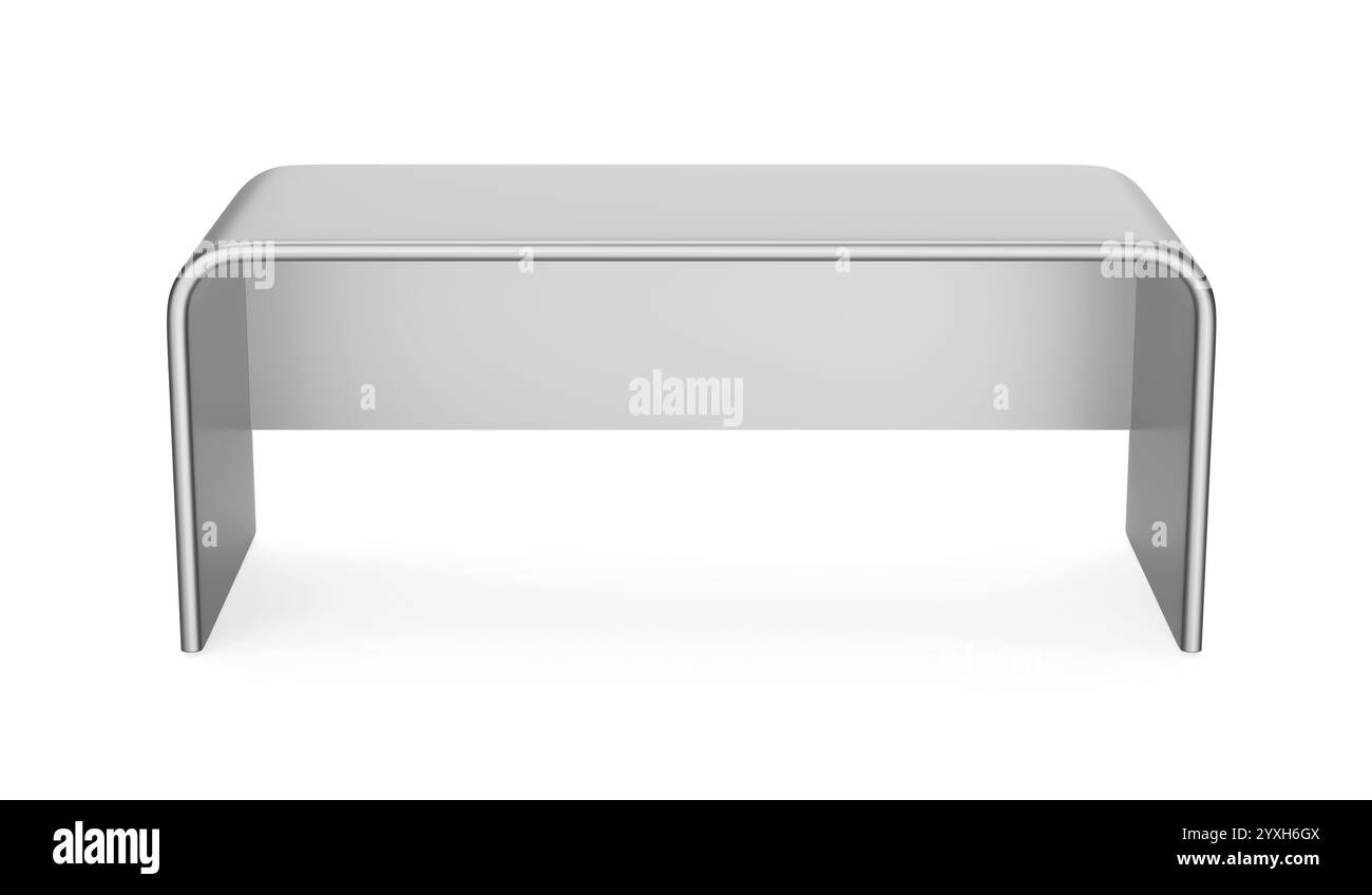 Modern silver office desk on white background Stock Photo - Alamy