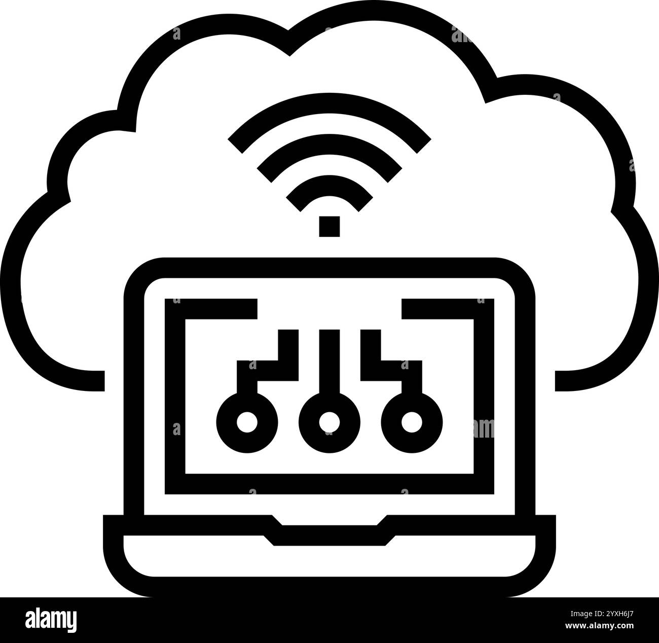 virtual machine cloud computing line icon vector illustration Stock ...