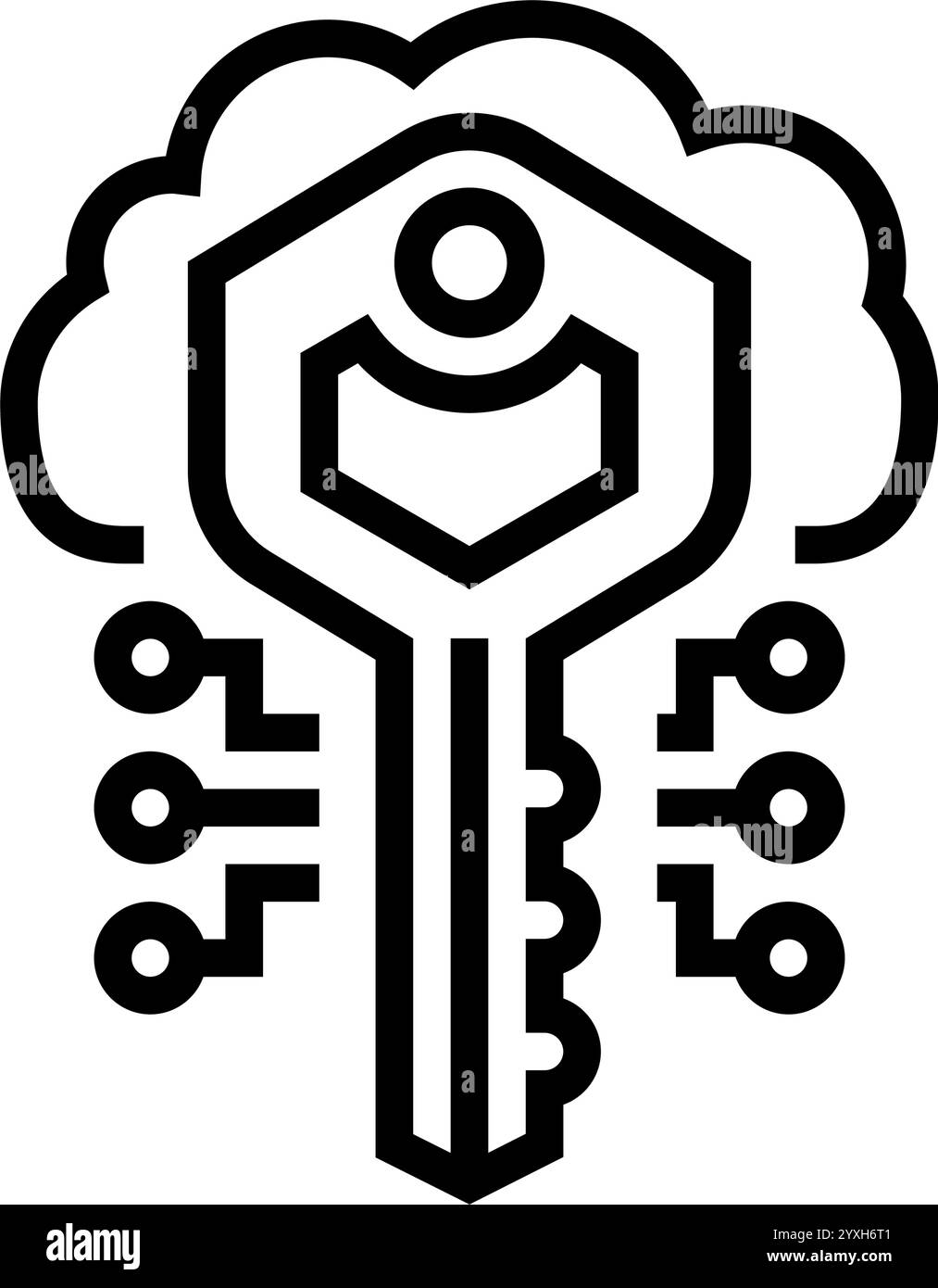 encryption key cloud computing line icon vector illustration Stock ...