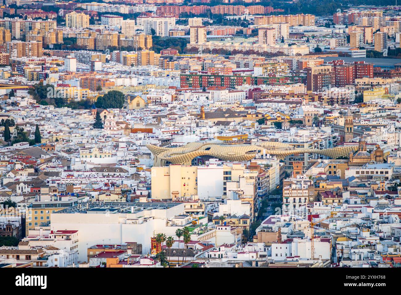 An overhead shot of Seville showcases the unique Las Setas structure ...