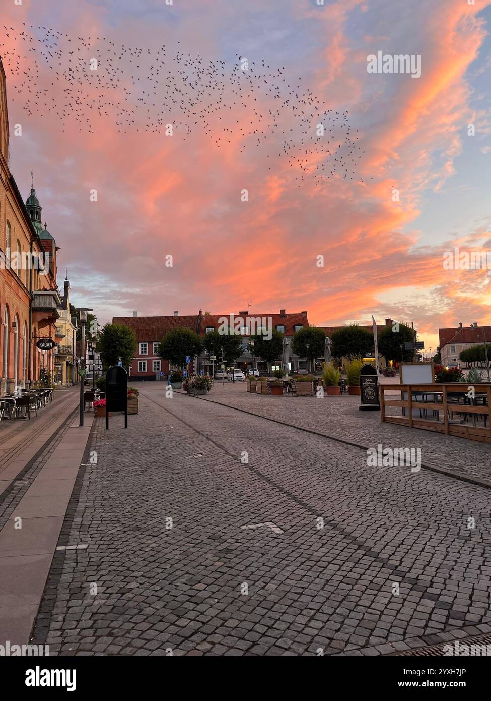 Square with cobblestones in Simrishamn, Skåne, Sweden with beautiful ...