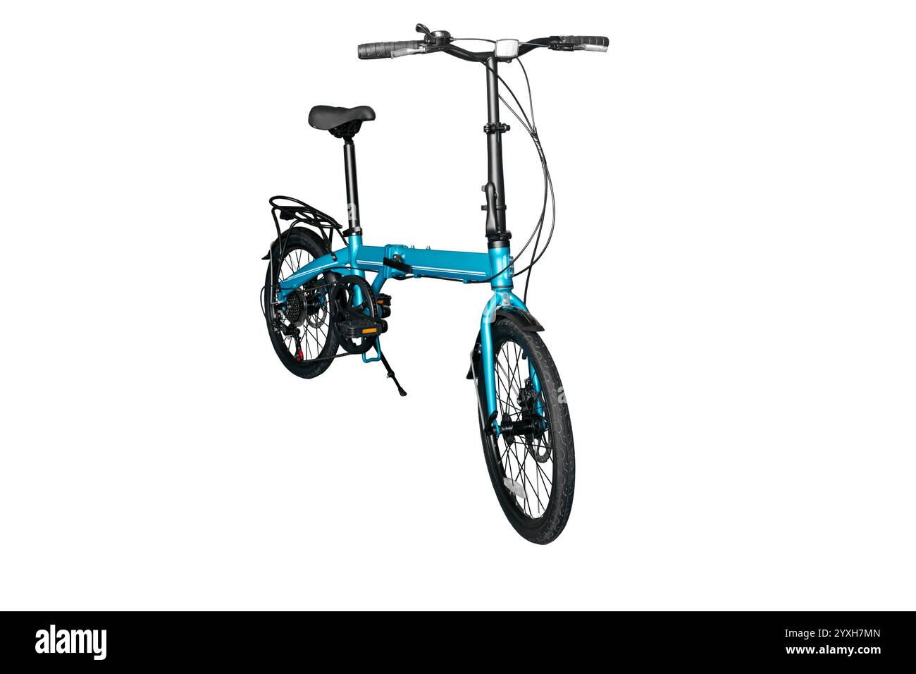 Folding compact bike. Close-up. Isolated on white background Stock ...