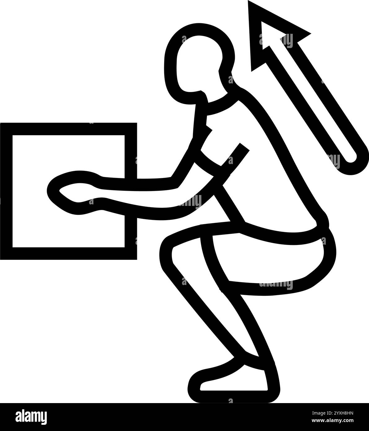 safe lifting technique injury prevention line icon vector illustration ...