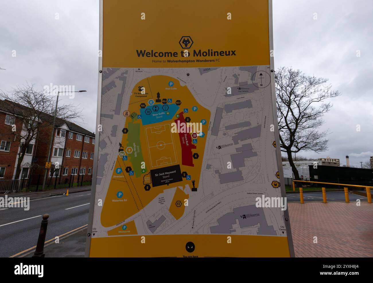 A map of the Molineux stadium in Wolverhampton, West Midlands, UK Stock ...