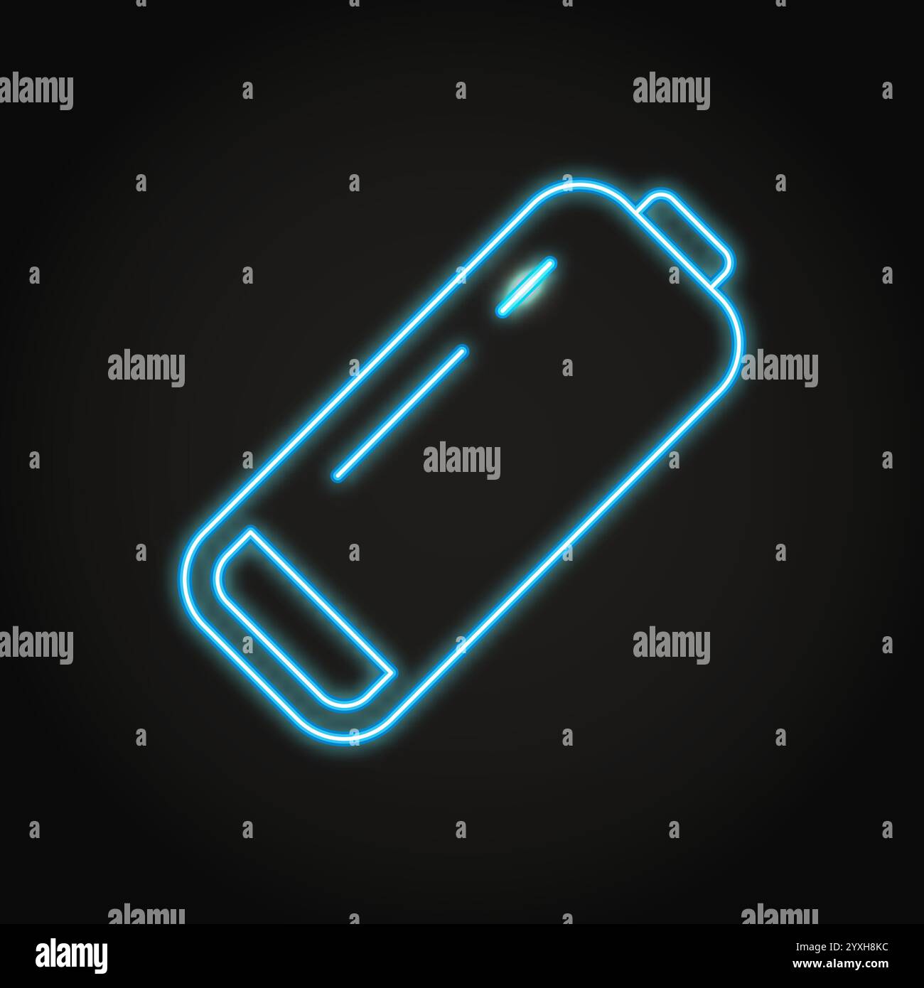 Low battery icon in neon line style. Vector illustration Stock Vector ...