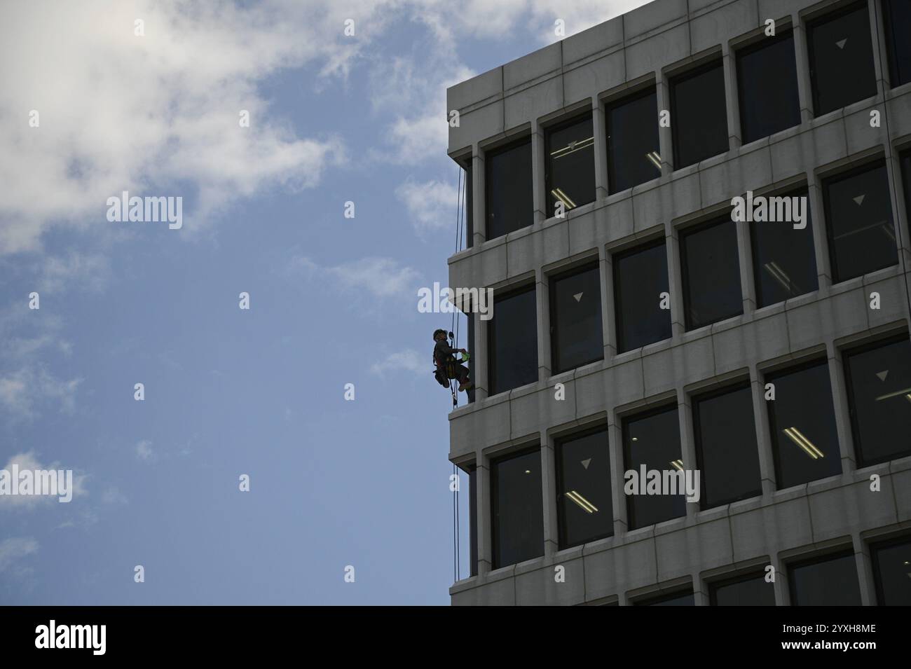 Landscape with scenic view of a high-rise window cleaner in Kawaramachi ...