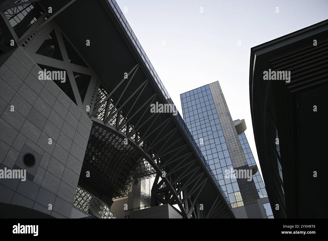 Scenic exterior view of Kyōto-eki the major railway station and ...