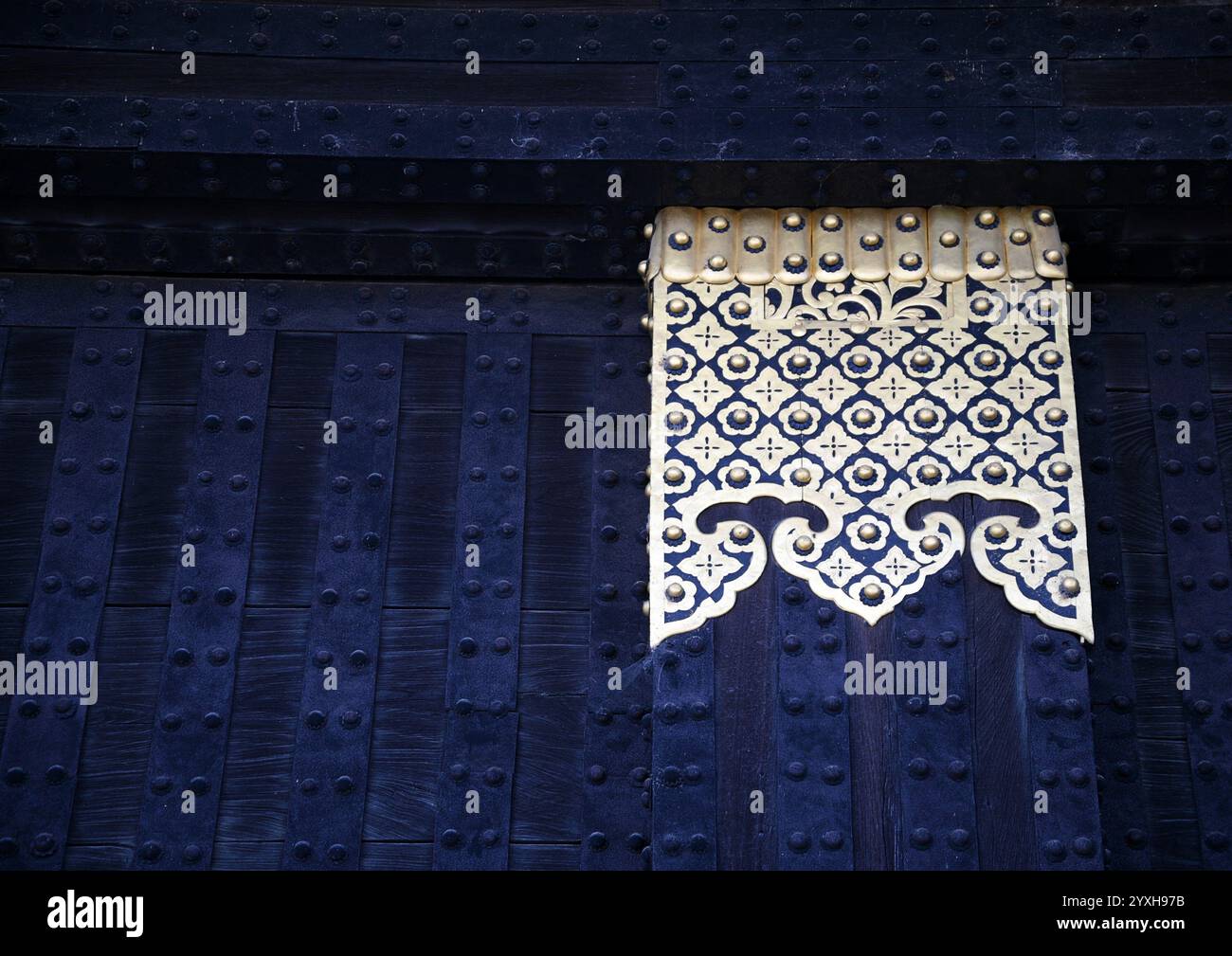 Golden detail on the exterior of the Kara-mon or Kara-kado main gate at ...
