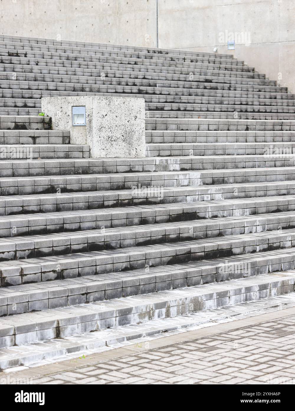 Gray stairs with traces of use, granite stairs, wide stone stairs ...