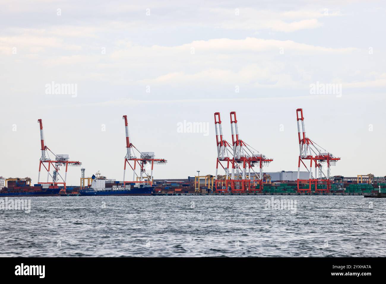 Container port at Osaka Japan, container crane at Industrial port for ...