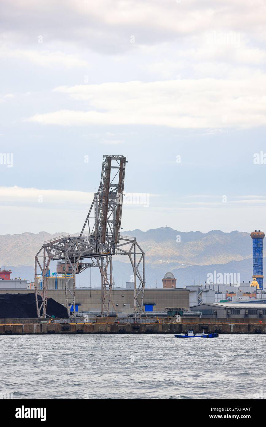 Container port at Osaka Japan, container crane at Industrial port for ...